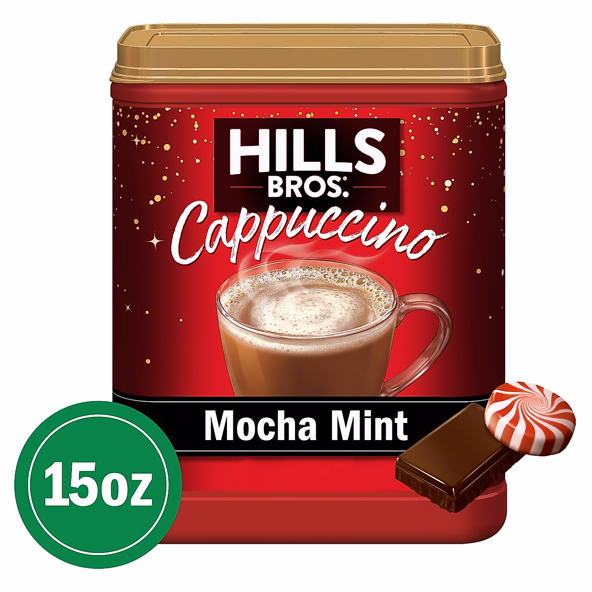 Hills Bros. Instant Cappuccino Mix, Mocha Mint Cappuccino Mix – Enjoy Coffeehouse Flavor from Home – Cappuccino with Minty Notes (15 Ounces)