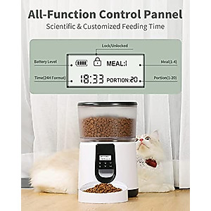 Automatic Cat Feeders, 4L Pet Food Dispenser with Programmable Timer, Dry Food Meal Portion Size Control, Pet Food Feeder for Small & Medium Cats Dogs, Desiccant Bag, Voice Recorder