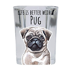 R and R Imports I Love My Pug 2 Ounce Square Base Liquor Shot Glass