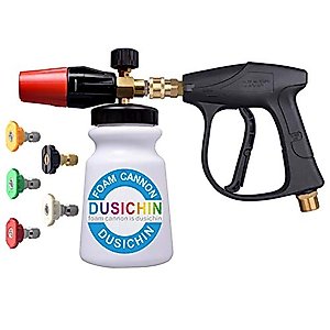 DUSICHIN DUS-218 Foam Cannon Snow Foam Lance Thick Foam Dispenser Pressure Washer Spray Gun Adjustable Nozzle 3000 PSI Jet Wash Adjustable Spray Nozzle Foam Maker 360 Degree Turning for Car Cleaning