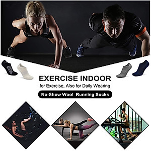 Busy Socks Women's Merino Wool No Show Socks, No Blister Funny Hidden Long Distance Running Marathon Fitness Tennis Golf Gym Wool Socks, 6 Pairs, Medium, Black