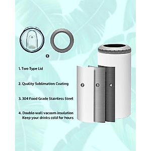 OFFNOVA 16oz Sublimation Can Cooler, 4-in-1 Sublimation Blanks Can Insulated White Stainless Steel Skinny Sublimation Tumbler, Beer Can Cooler