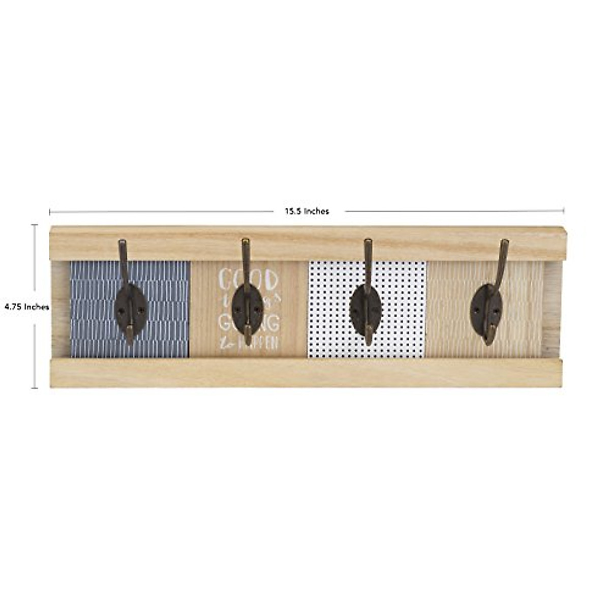 10 Street Home Wall Mount Coat Rack with 4 Adjustable Hooks - Wood and Multi-Color Modern Rustic Style for Entryways, Closets, and Bathrooms