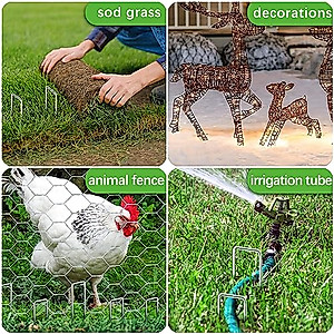 HOUYA 50 Pack Landscape Staples 4 Inch 12 Gauge Garden Stakes Galvanized Garden Staples Pins Anti-Rust Ground Stakes for Weed Barrier, Irrigation Tubing, Yard Lawn, Landscape Fabric