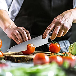 KASEENA Chef Knife - 8 Inch Chef's Knives, Professional Kitchen Knife, High Carbon Stainless Steel Sharp Paring Knife, Cooking Knife With Ergonomic Pakkawood Handle And Highe-Quality Leather Gift Box
