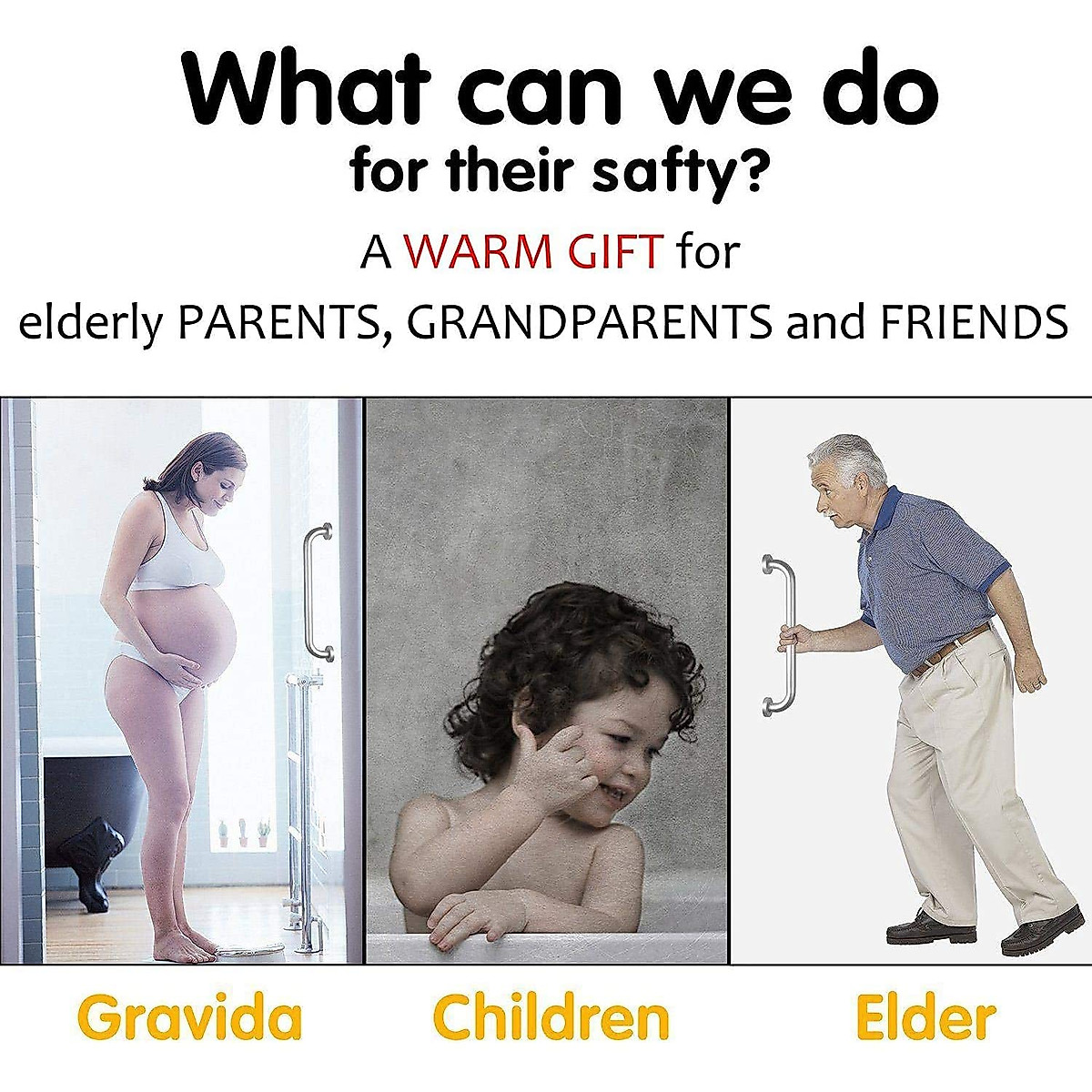 16 Inch Shower Grab Bar Satin Brushed Nickel, ZUEXT Stainless Steel Safety Grab Bar Handle, Bathroom Balance Bar, Safety Hand Rail Support - Handicap, Elderly, Injury, Senior Assist Bath Handle