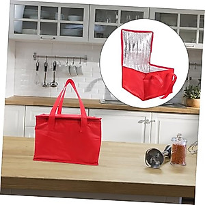 FUNOMOCYA 2pcs Insulation Ladies Tote Reusable Grocery Carrier Catering Mens Tote Heavy Duty Insulated Waterproof Pizza Warmer Wine Door Dash Red Aluminum