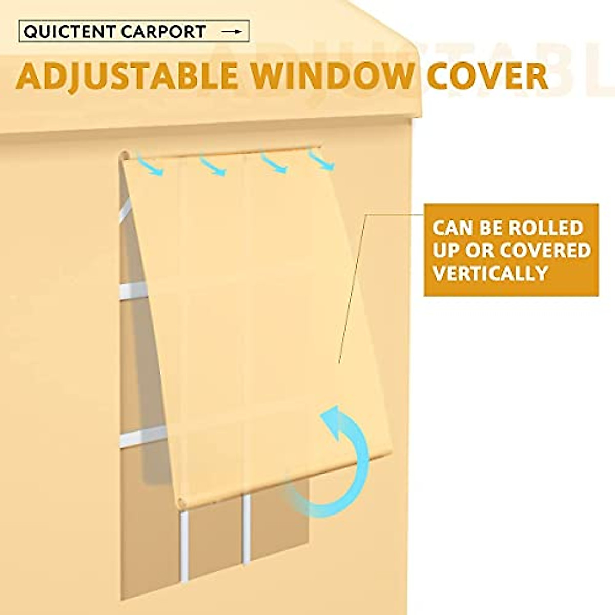 Quictent 10'x20' Heavy Duty Carport Gazebo Canopy Garage Outdoor Car Shelter Beige (with Windows)