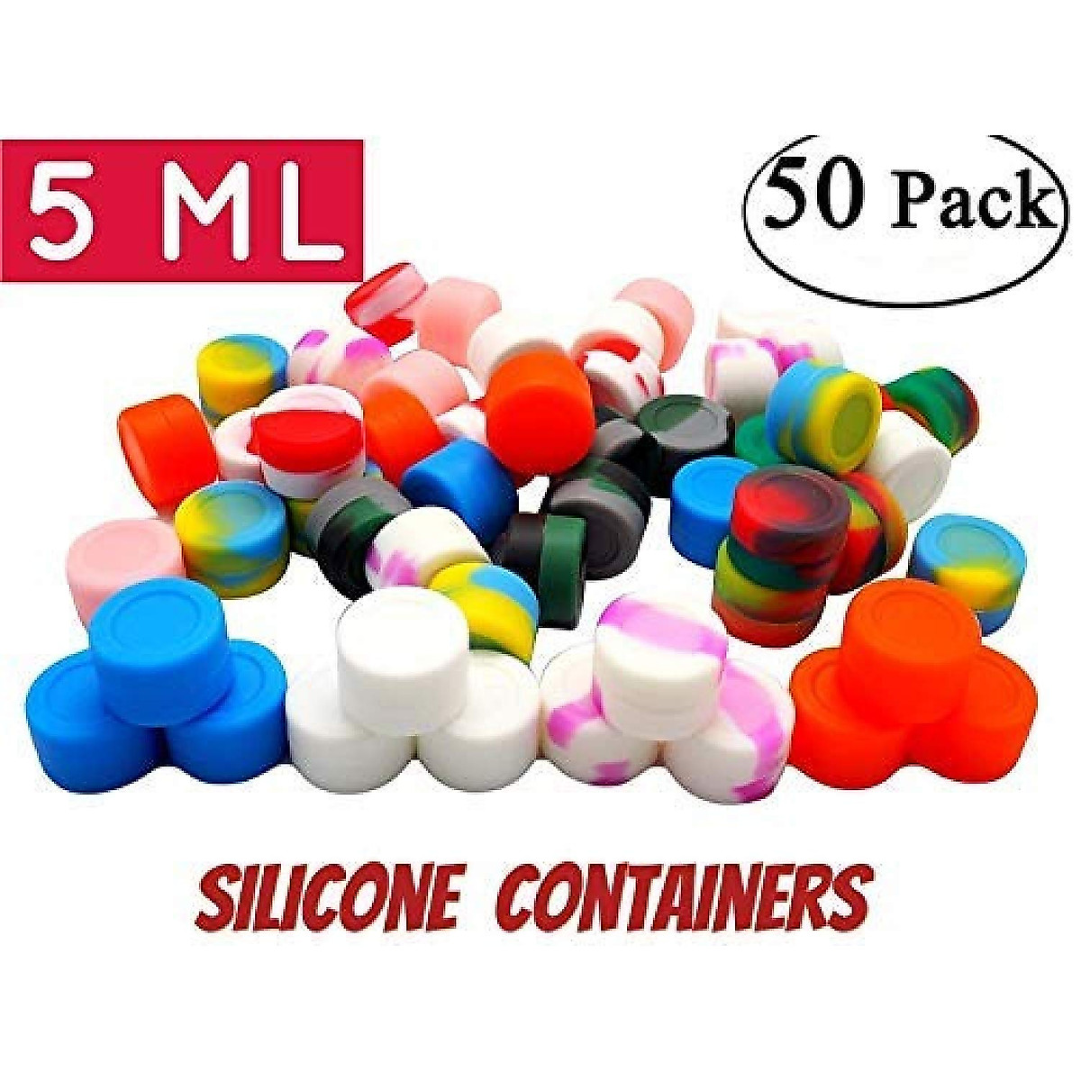 pizety 5ML 50Pcs Silicone Containers Non-Stick Containers Multi Use Storage Reusable Oil Storage Jars