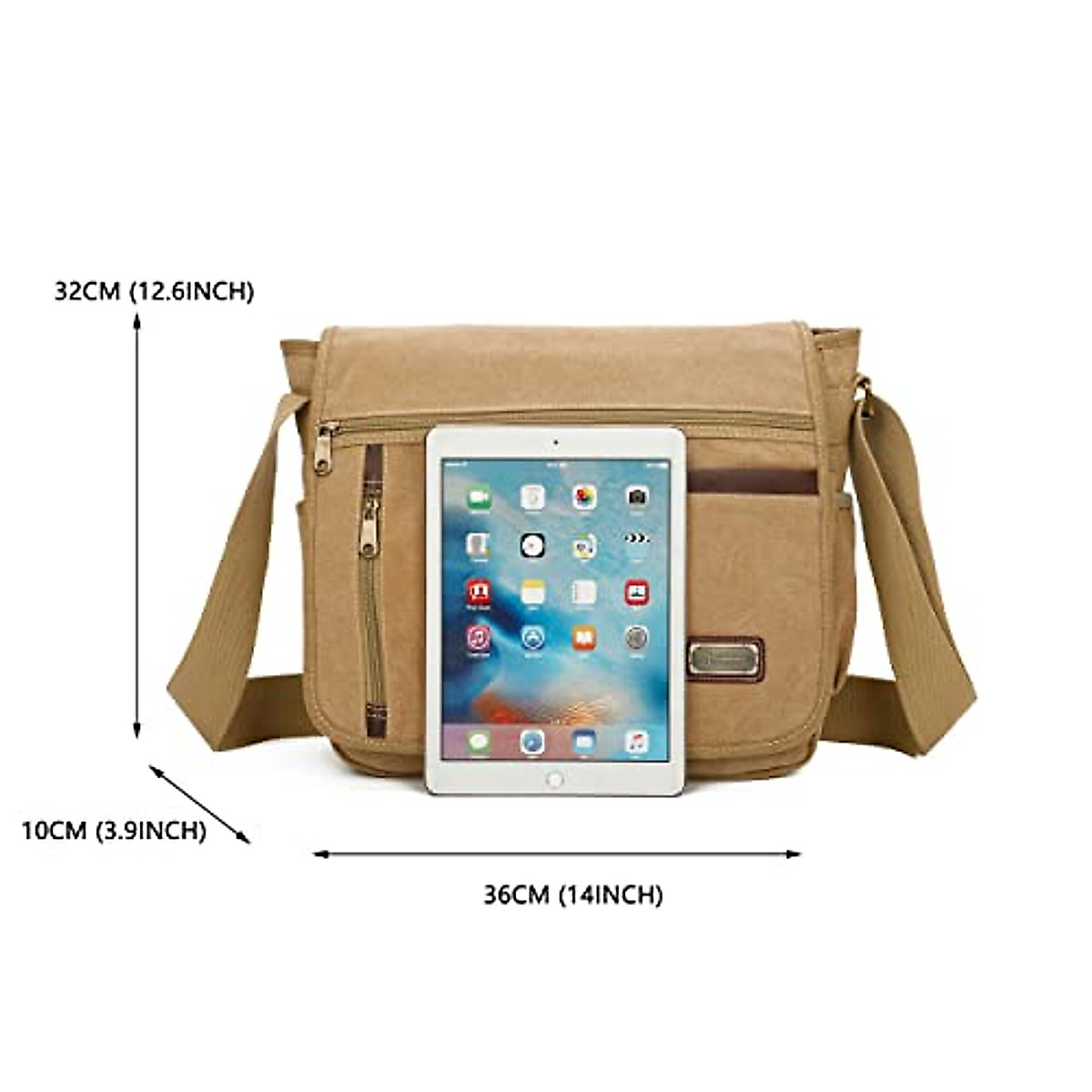 Sunsomen Messenger Bag For Man,Canvas Satchel Bag Crossbody Bag Shoulder Bag Vintage 14 Inch (Blue)