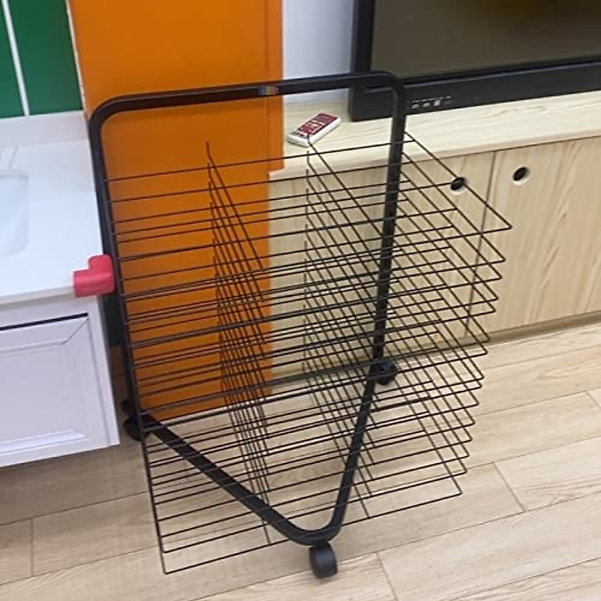 15 Shelves Art Drying Rack Wire Drying Rack Metal Steel Art Organizer Mobile Painting Drying Shelf with 3 Wheels for Schools and Art Clubs, 4K Paper Shelves 21.2 X 15.3 Inches