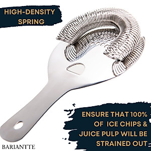 BARIANTTE Premium Hawthorne Strainer for Drinks - Cocktail Strainer Stainless Steel - Bar Strainer Cocktail Drink Strainer Bartending Strainer Hawthorne Strainers Bartender Strainer Shaker Strainer