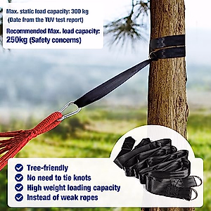 Anyoo Garden Cotton Hammock Comfortable Fabric Hammock with Tree Straps for Hanging Durable Hammock Up to 660lbs Portable Hammock with Travel Bag,Perfect for Camping Outdoor/Indoor Patio Backyard