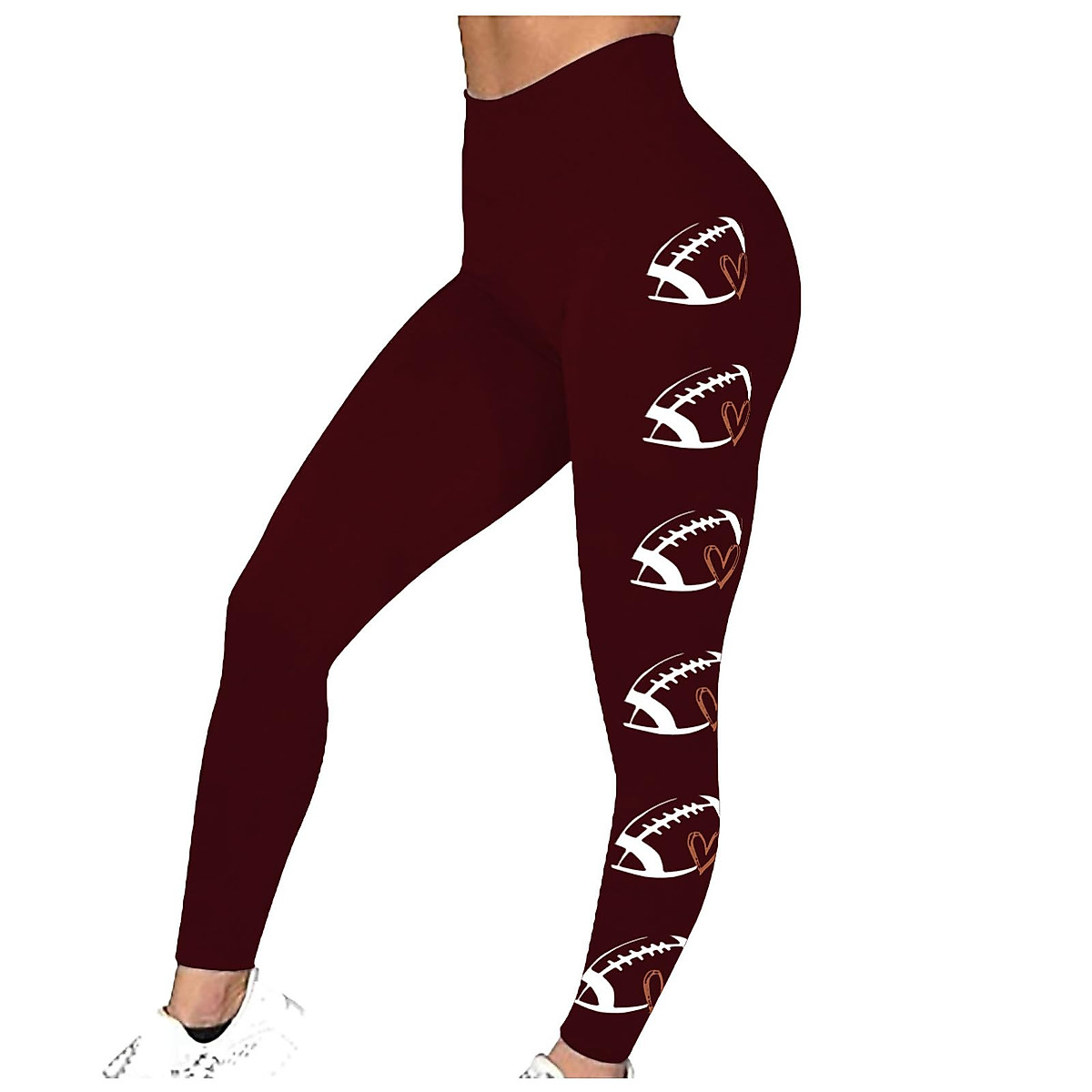 High Waist Legging for Women Football Print Shiny Gym Yoga Pants Hidden Scrunch Butt Lift Pants