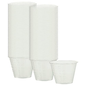 TCP Global Pack of 100, 1 Ounce (30ml) Graduated Plastic Clear Measuring and Mixing Cups - Hold, Mix Paint, Acrylic Art Hobby Airbrush Pouring Paint, Kitchen Cooking, Medicine, Laboratory Measurements