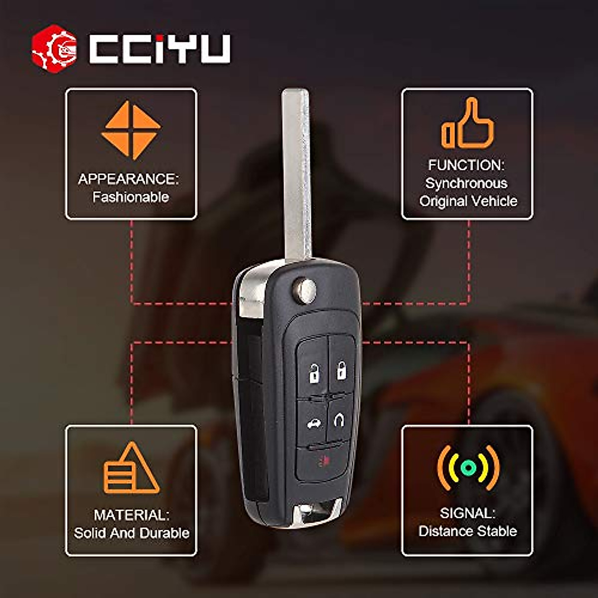 cciyu 2X Uncut 5 Buttons Keyless Entry Remote Fob Key Fob Replacement for 10 11 12 13 14 15 16 17 for Dodge for Jeep for Buick OHT01060512