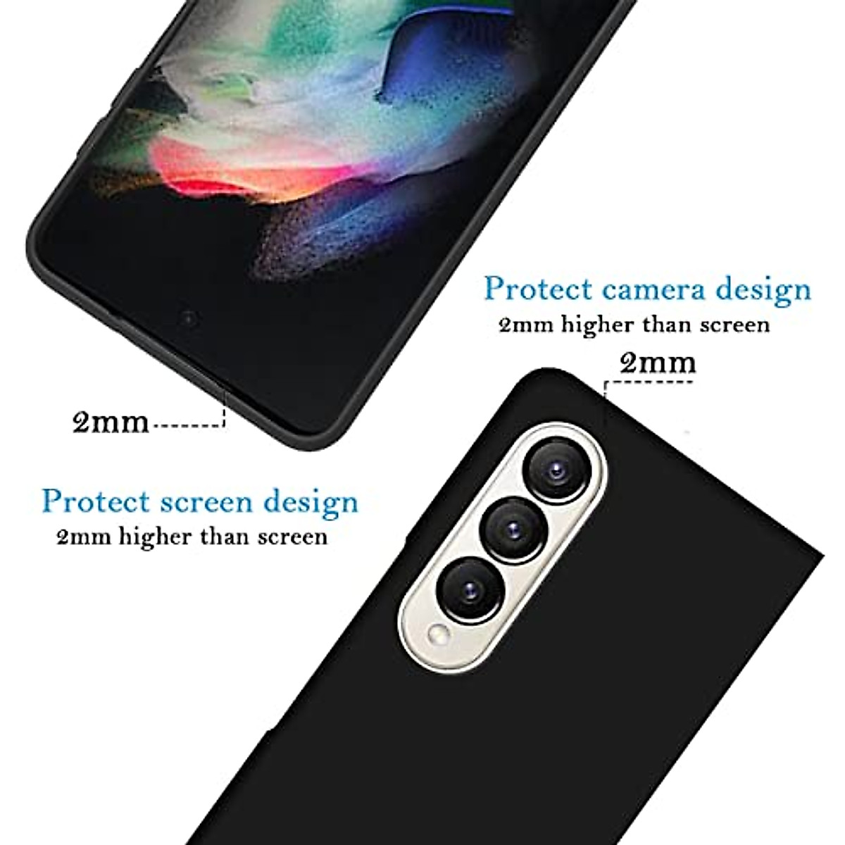 Custom Phone Case for Samsung Galaxy Z Fold 4,Customized Personalized Photo Text Name Phone Case Anti-Scratch Hard Protective TPU Phone Cover Black