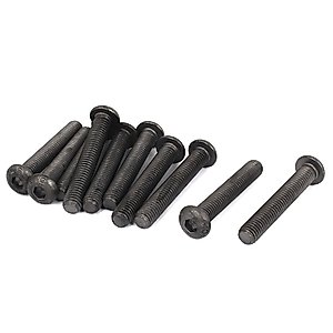 uxcell M8 x 50mm Alloy Steel Hex Socket Button Head Machine Screws Black 10Pcs