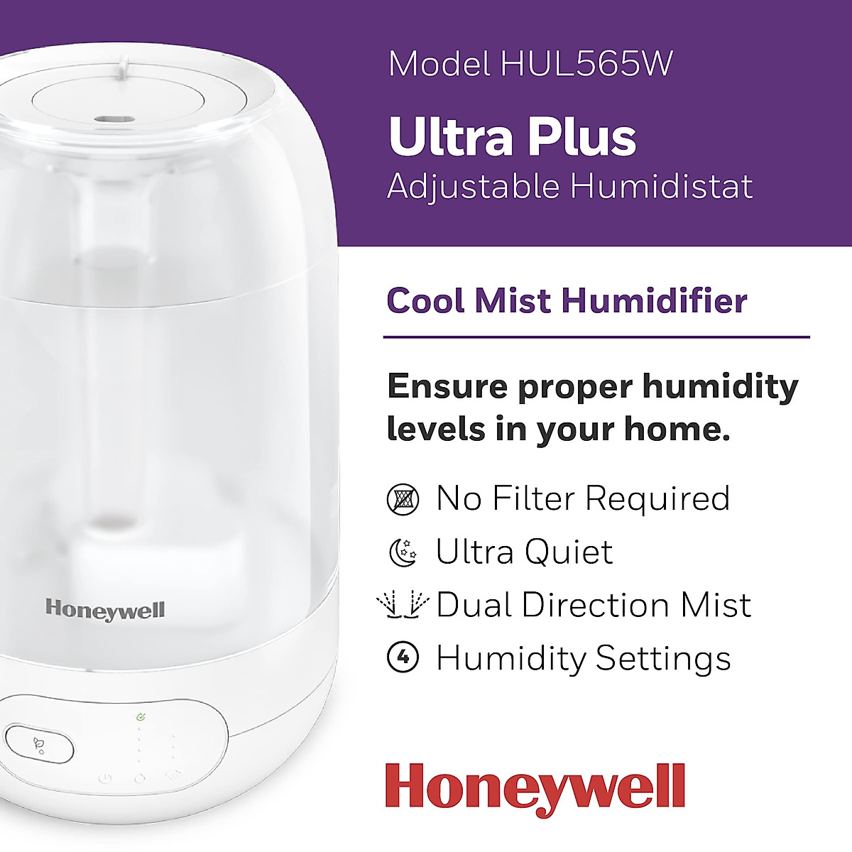 Honeywell Ultra Plus Cool Mist Humidifier, White – Cool Mist Humidifier for Large Rooms