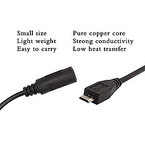 Snsnlent 5PCS DC 5.5 x 2.1mm Female to Micro USB Male Connector Adapter 5V Power Cable(USB Micro-B to DC Female)