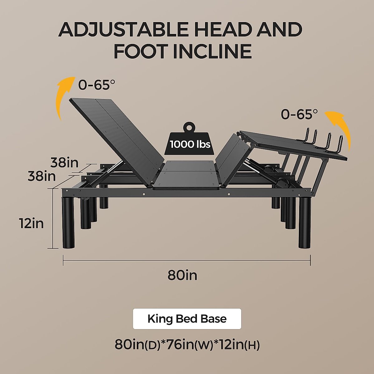 Split King Adjustable Bed Frame - Ergonomic Electric Smart Bed Base Frame with Remote, Upgraded Quiet Motor, Anti-Snore/Zero-Gravity/Memory Presets/Head and Foot Incline, Easy Assembly