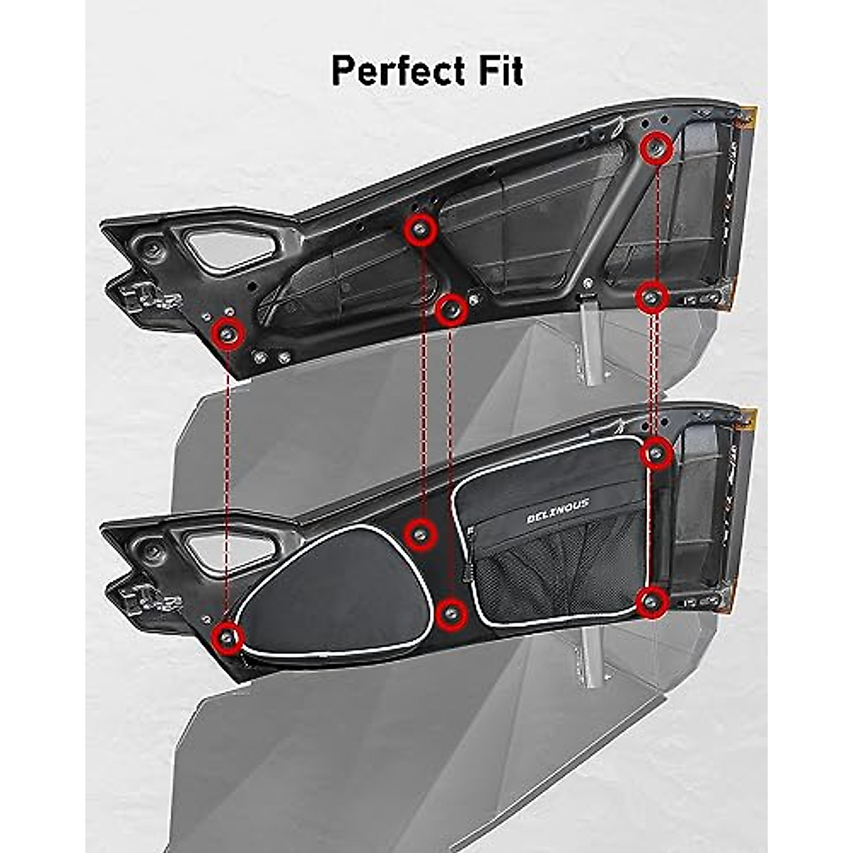 BELINOUS UTV Side Door Bag Compatible with RZR, Front Door Storage Bag with Knee Pad Compatible with Polaris RZR 2014-2023 XP XP4 Turbo 1000 900 (Black)