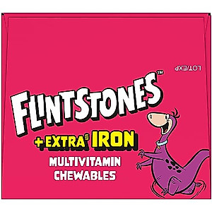 Flintstones Vitamins Chewable Kids Multivitamin with + Extra Iron, Toddler & Kid Vitamins with Vitamin C, D, Vitamin B12 & Iron for Kids, 90 Count