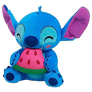 Disney Stitch Small Plush Stitch and Watermelon, Stuffed Animal, Blue, Alien, Kids Toys for Ages 2 Up