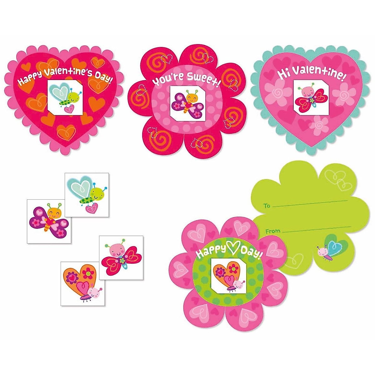 Peaceable Kingdom Butterfly Temporary Tattoo Super Valentine Card Pack