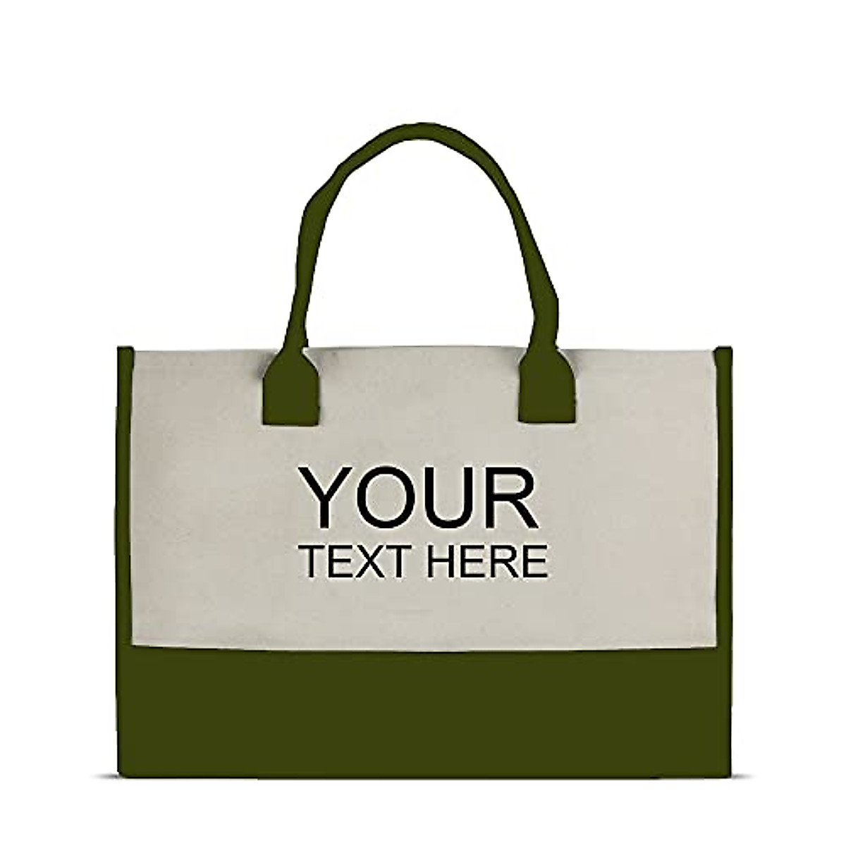 VANESSA ROSELLA Personalized 100% Cotton Canvas Chic Tote Bag (Olive - Customize)