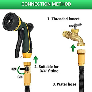 NGreen Garden Hose Sprayer Nozzle - Water Spray with 8 Adjustable Patterns, Impact Resistant and Non-Slip for Watering Plants, Pets Bathing and Cleaning,Car Washing