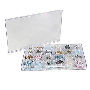 Everything Mary Large Plastic Bead Storage Organizer Box, 24 Jars - Container for Beads & Supplies - Organizers for Craft, Art, & Painting - Plastic Container Case for Organization
