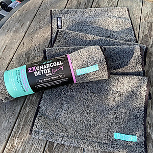 FACESOFT 2X Pro Charcoal Detox Sweat Towel - Double Activated Charcoal for Deeper Detox - Absorbent Cotton Exercise Towel - No Synthetic Microfibers - Sweat Towel for Gym and Sports - Beauty - 1 Pc