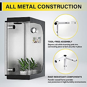 iPower 24"x47"x59" Mylar Hydroponic Water-Resistant Grow Tent with Observation Window and Removable Floor Tray for Plants Seedling, Propagation, Blossom