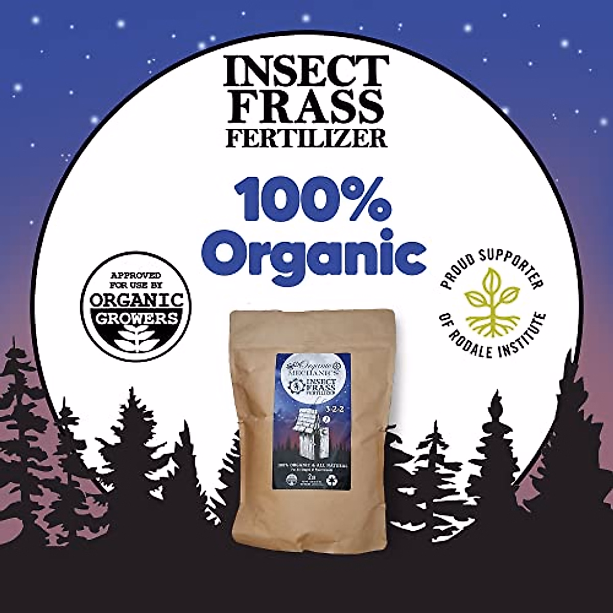 Organic Mechanics 3-2-2 Insect Frass Fertilizer, 2lbs