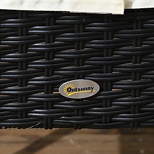 Outsunny 4 PE Rattan Outdoor Dining Chairs with Cushions, Patio Wicker Dining Chairs with Backrests for Porch, Deck, Garden, Cream White