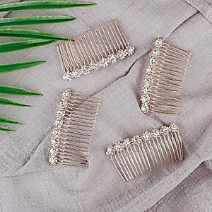 WBCBEC 4 Pack High-grade Alloy Diamond Rhinestone Flower Hair Side Combs Wedding Bridal Jewelry Hair Clips for Women
