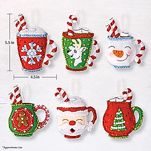 Bucilla, Cozy Christmas, Felt Applique 6 Piece Ornament Making Kit, Perfect for DIY Arts and Crafts, 89639E