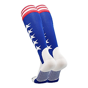 MadSportsStuff USA Flag Baseball Stirrup Socks (Royal/Red/White, Small)
