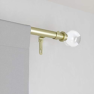 Umbra Leona Modern 1 Curtain Rod, Includes 2 Matching Finials, Brackets & Hardware, 36 to 72-Inch, Brass