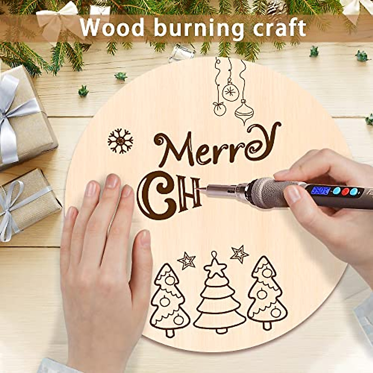 JOICEE 6PACK Wood Circles for Crafts，14 Inch Unfinished Wood Rounds Discs for Door Hanger Sign Blank, DIY Wooden Discs for Crafts Painting and Christmas Halloween Decoration