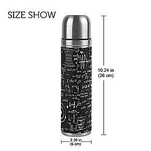 WOZO 17 oz Scientific Math Formula Double Wall Vacuum Cup Insulated Stainless Steel PU Leather Travel Mug Water Bottle for Christmas Halloween Mom Dad