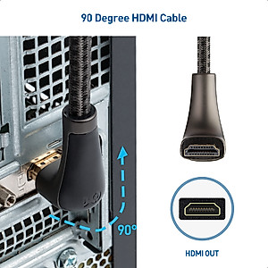 Cable Matters 48Gbps Ultra HD 8K Right Angle HDMI Cable 6.6 ft (90 Degree HDMI Cable) with 8K @120Hz, 4K @240Hz and HDR Support in Black