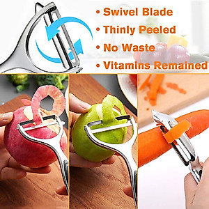Vegetable Peeler, Potato Peelers for Kitchen Stainless Steel Multi-function Set Fruit Peeler For Kitchen and Household Tools Y & I Shape Swivel Blades with ​2 Orange Citrus Peelers