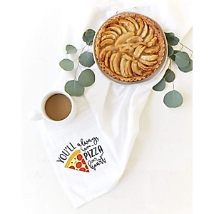 The Cotton & Canvas Co. You'll Always Have A Pizza My Heart Soft and Absorbent Kitchen Tea Towel, Flour Sack Towel and Dish Cloth