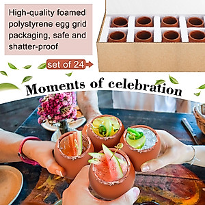 Nuogo Set of 24 (3oz) Cantaritos de Barro Mexicanos Mini Cantaritos Shooters Pottery Cocktail Glasses for Tequila, Margaritas, Mojitos, Mexican Jarritos de Barro Mexicanos, Taco Tuesday Cocktail Cups