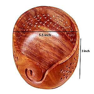 Wooden Yarn Bowl for Knitting Crocheting Handmade Bowl (Wooden Yarn Storage Bowl for Knitting), brown, 6X3X3