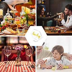 10 Set Acrylic Table Card with Holders & 2 Markers,Clear Hexagon Table Number Sign Holders Wedding Seating Place Cards with Base Blank DIY Table Name Cards for Banquet,Photos and Office Menu Meeting