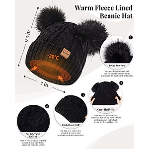 Women's Winter Hat, Glove & Scarf Set - Fleece Lined Beanie with Pom Pom, Touchscreen Gloves, Knit Scarf Neck Warmer