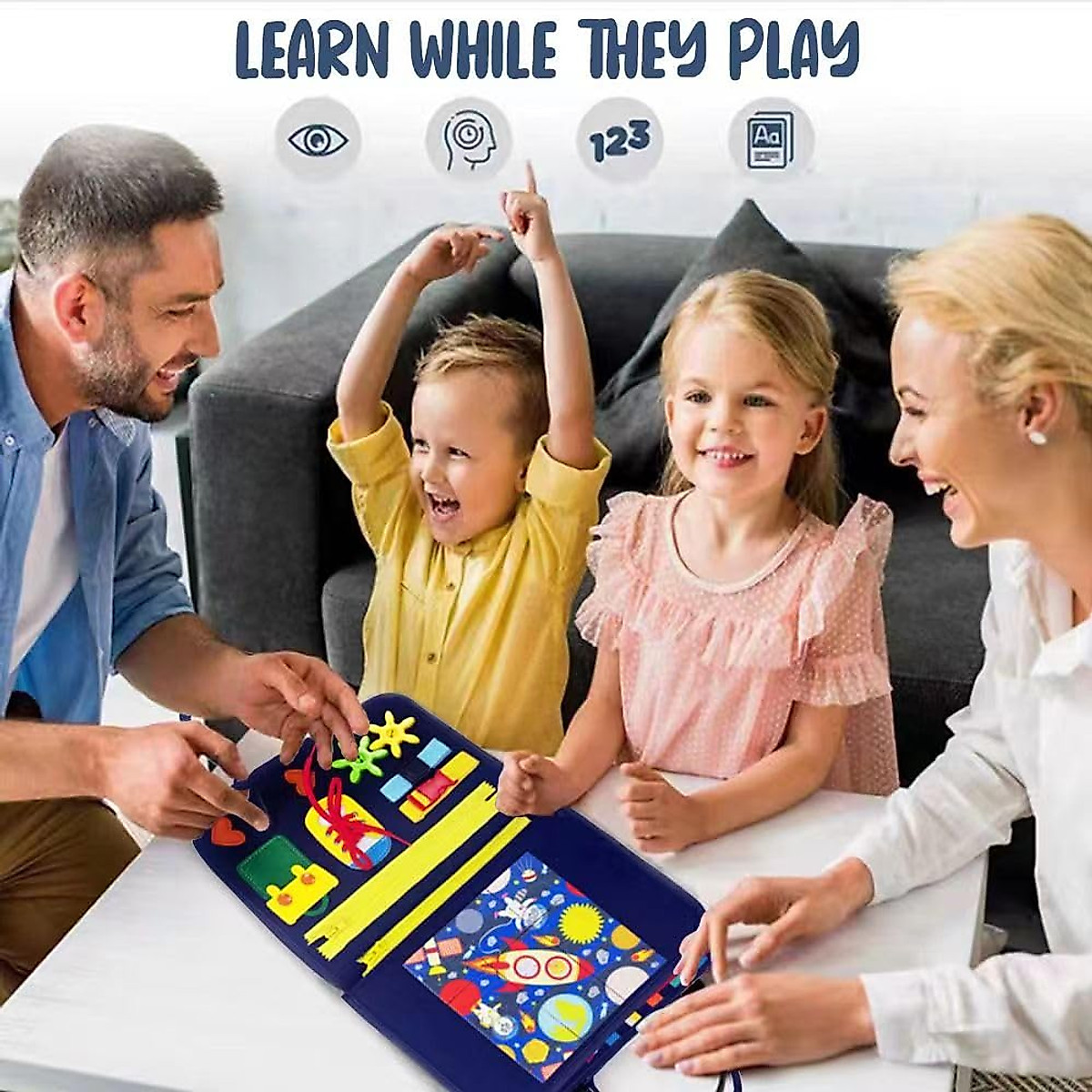 ALKISS Busy Board,26-in-1 Montessori Toys for Toddler, Sensory Board with Alphabet and Calendar for Learning Fine Motor Skills, Portable Travel Toy, Preschool Educational Toys Gift for Boys Girls